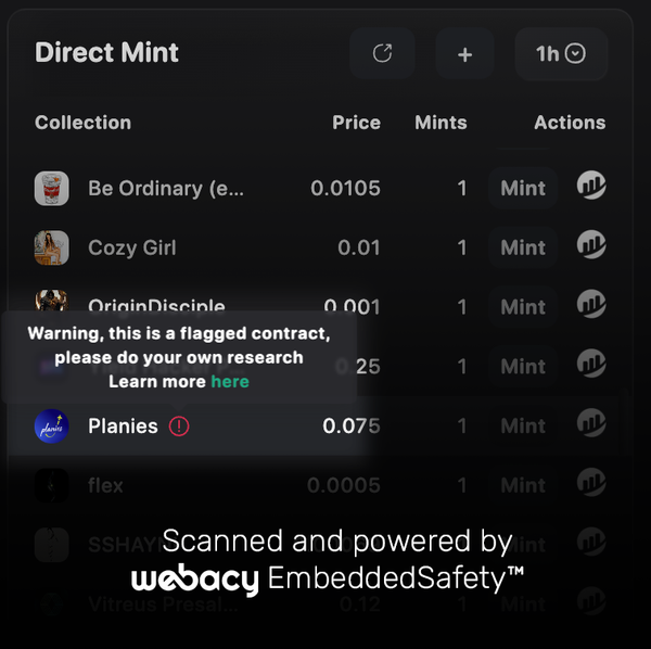 Mintify is Now Powered by Webacy EmbeddedSafety™: What and Why